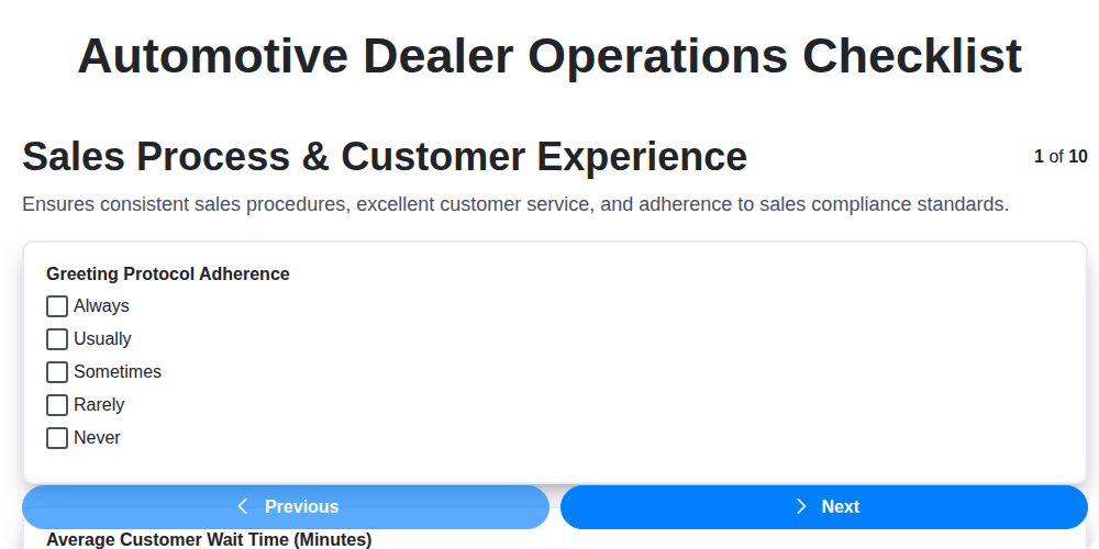 Automotive Dealer Operations Checklist | Automotive Templates ...