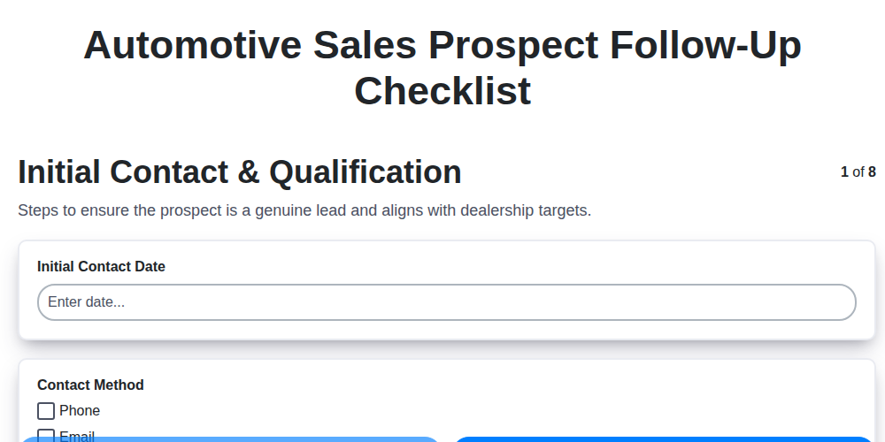 Automotive Sales Prospect Follow-Up Checklist | Automotive Templates ...