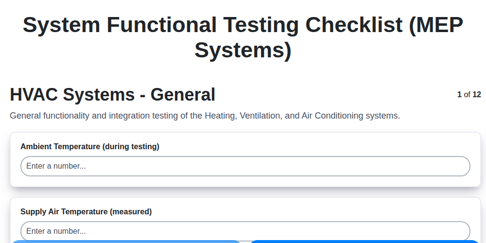 MEP System Functional Testing Checklist Template: Your Complete Guide ...